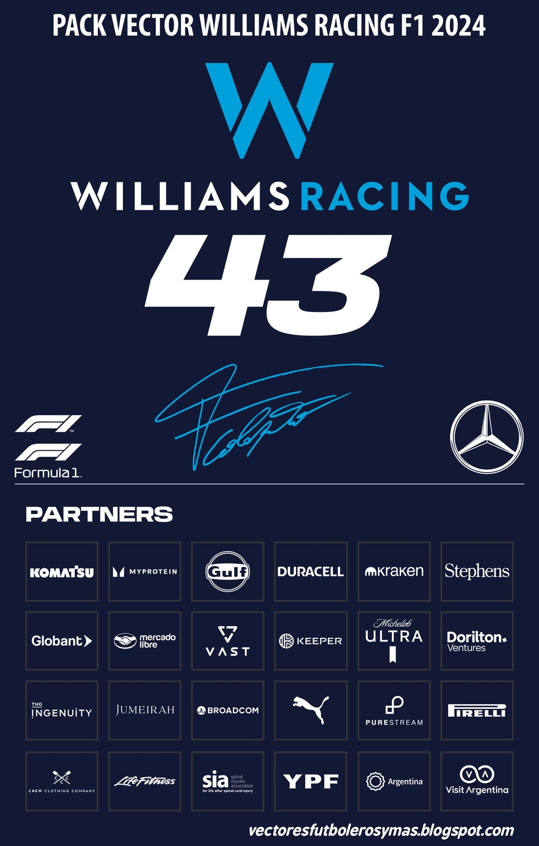 Williams Racing F1 2024 Colapinto Vector Pack #43 - Etsy