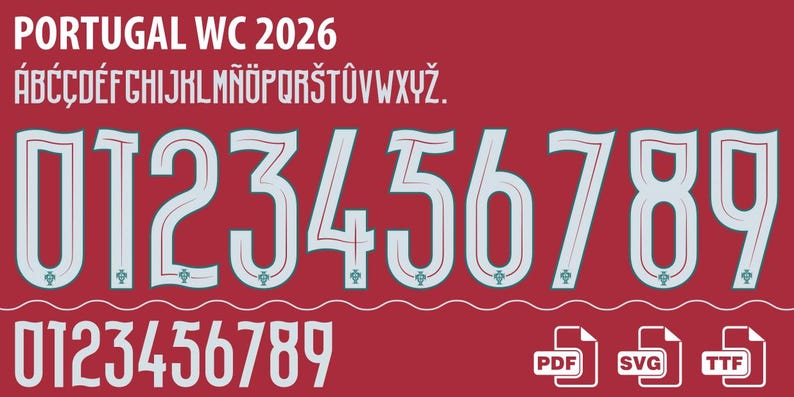 Font Vector Jersey Portugal WC 2026 (pdf Svg Ttf) Digital File. - Etsy