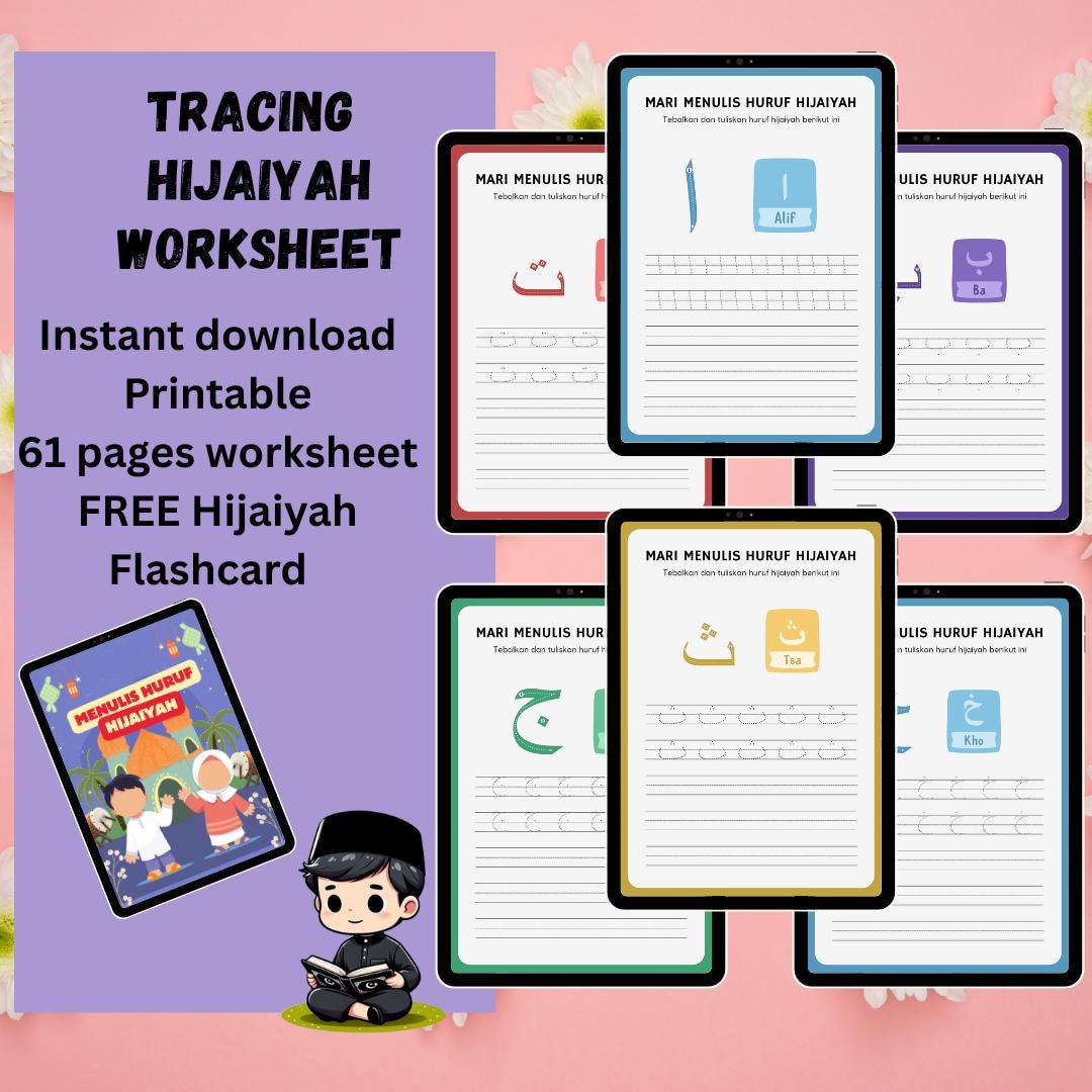 Hijaiyah Tracing Worksheets | 61 Pages Printable PDF | Arabic Alphabet ...