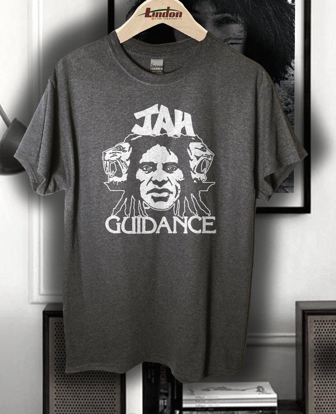 Jah Guidance T Shirt Screen Print Short Sleeve Shirt Cotton Reggae Dub ...