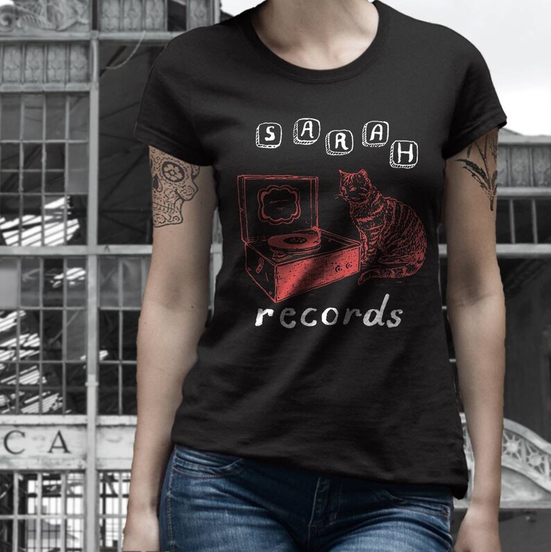 Sarah Records T shirt screen print short sleeve black | Etsy