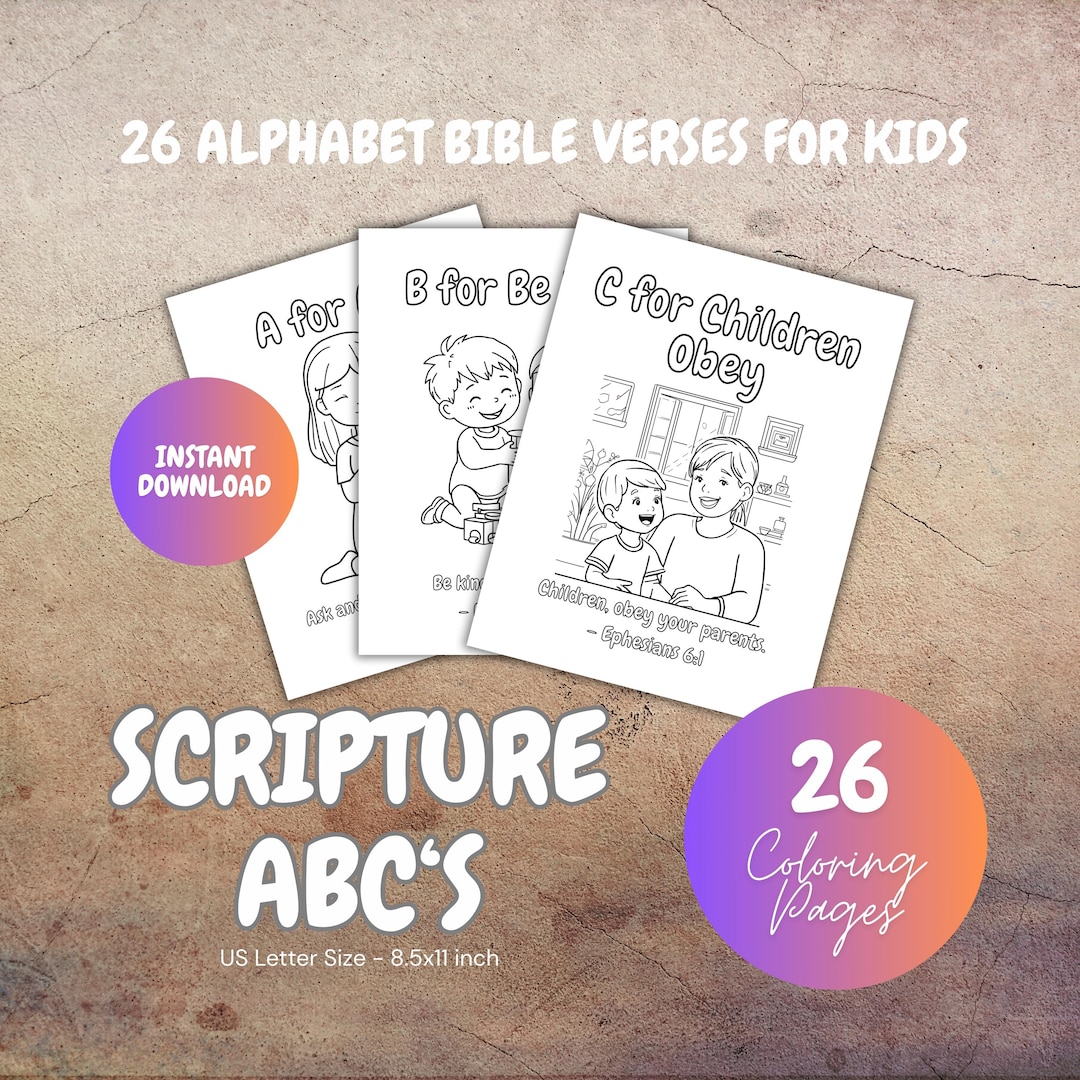 Bible ABC Coloring Pages for Kids – A to Z Scripture Alphabet Coloring ...