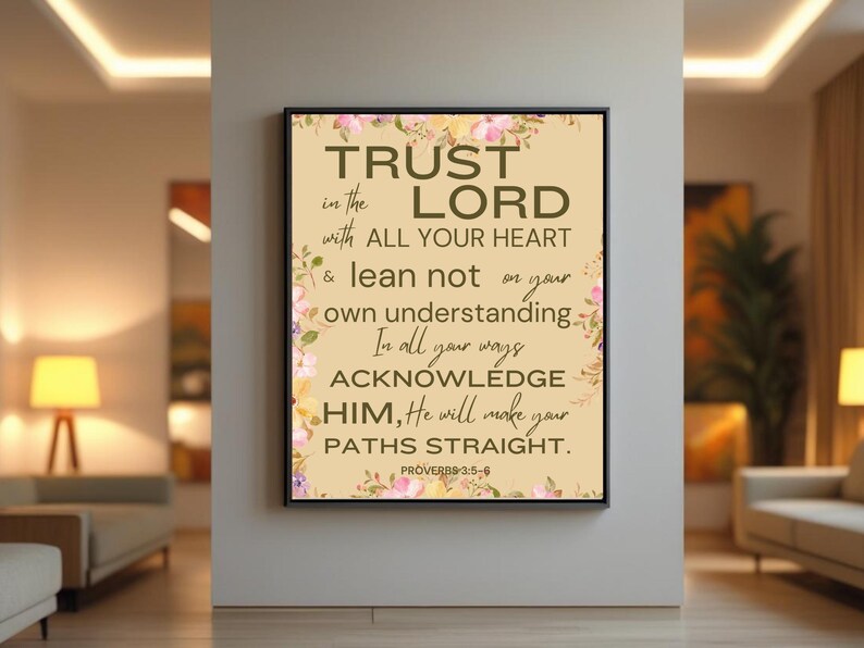 Proverbs 3:5-6 Scripture Printable Digital Download Wall Art Faith ...
