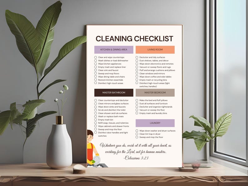 Christian Cleaning Checklist, Chore Planner, Chore Chart, House ...