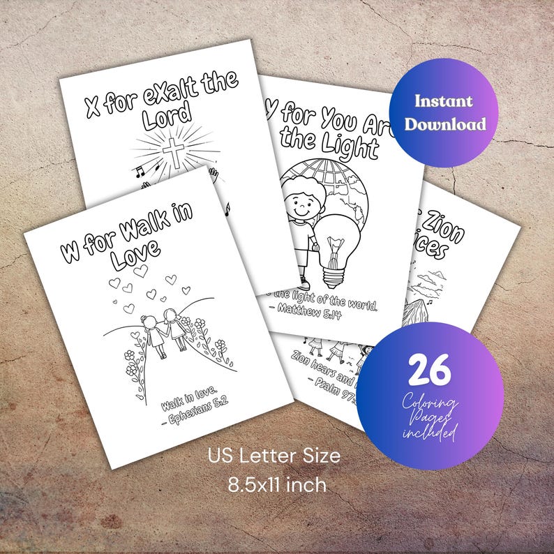Bible ABC Coloring Pages for Kids – A to Z Scripture Alphabet Coloring ...