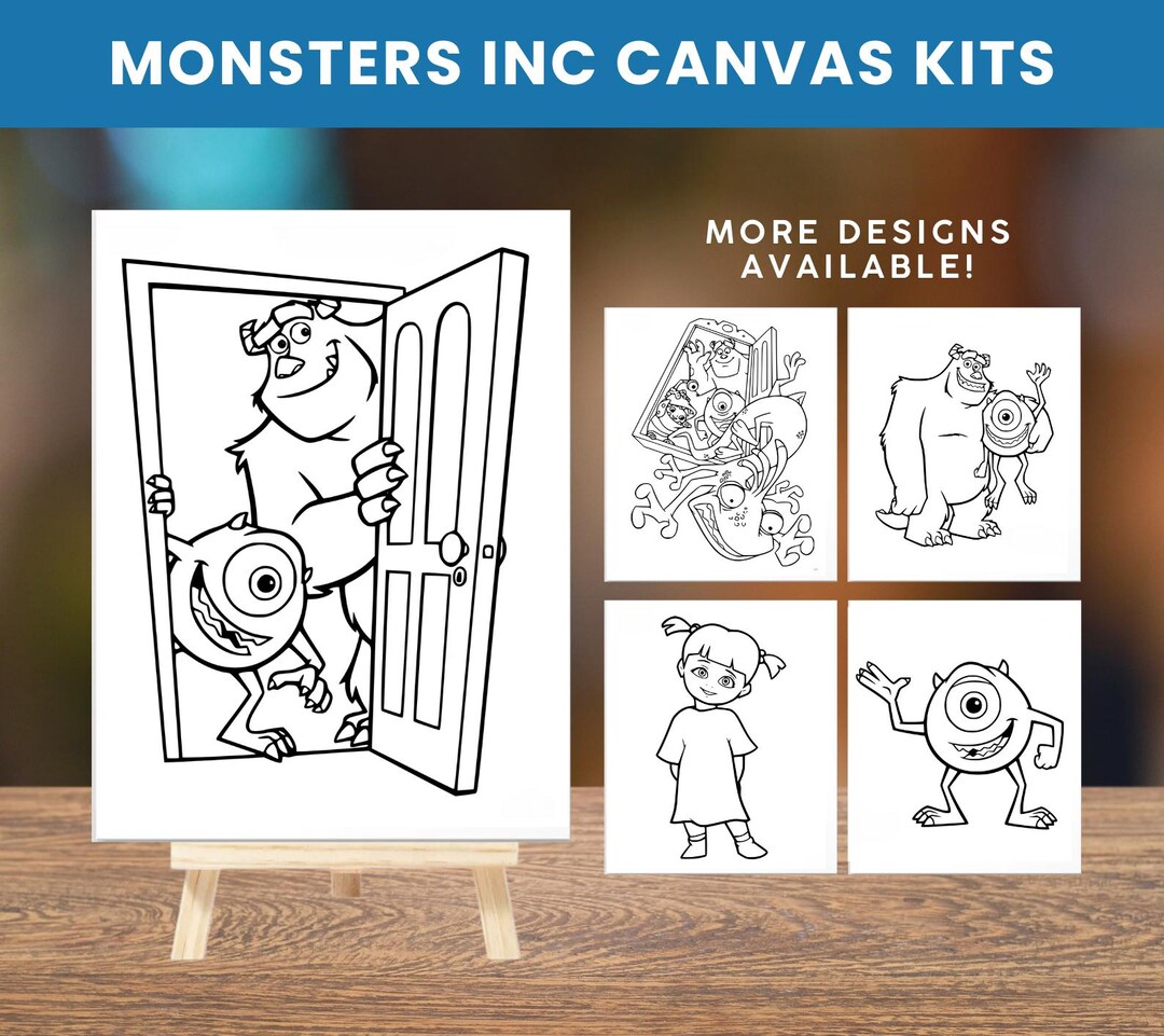 Monsters Inc. Pre-drawn Canvas Paint Kit | Kids Birthday Party Activity ...