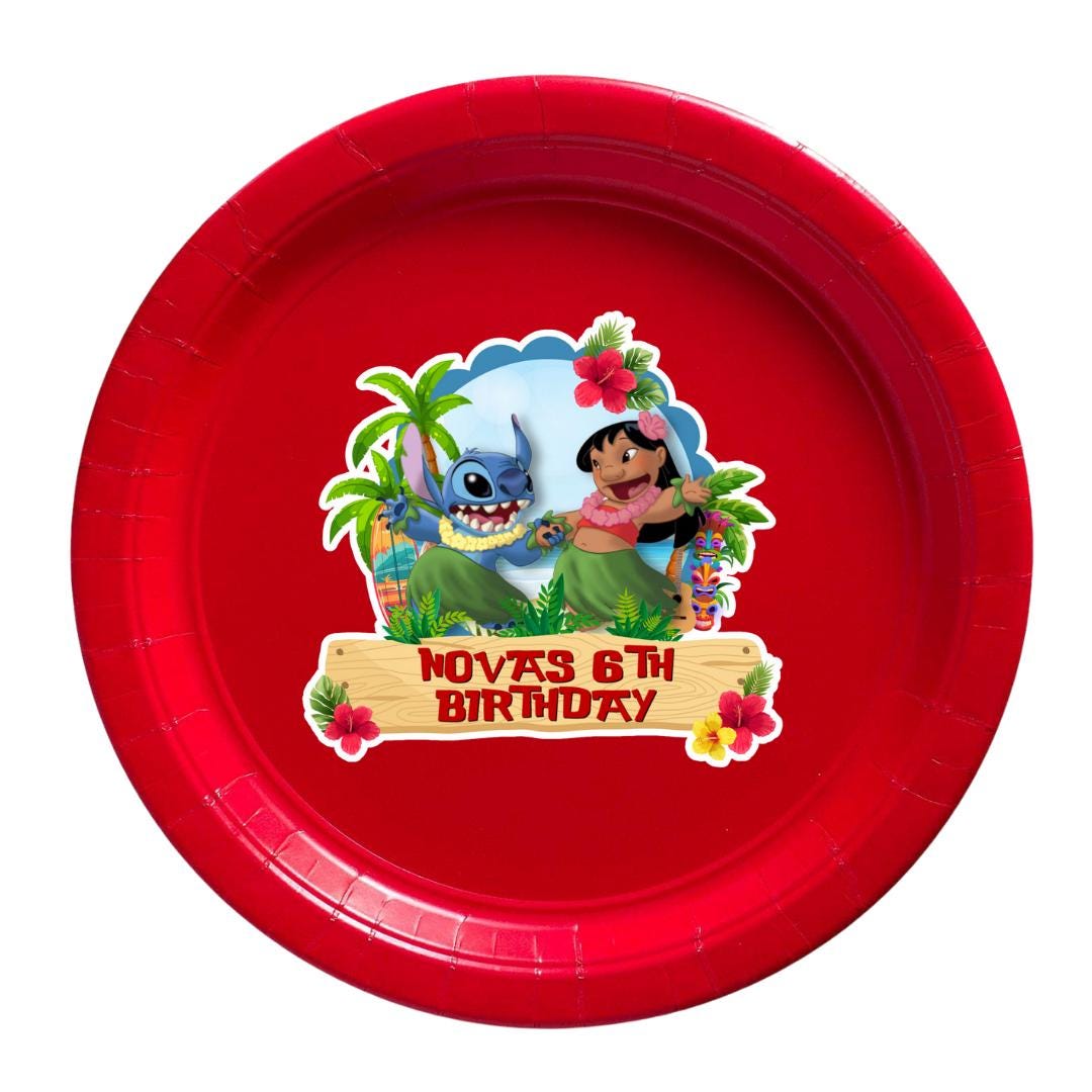 Custom Lilo and Stitch Inspired Party Tableware | Personalized Plates ...