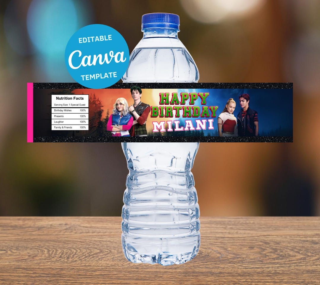 Editable Zombies 4 Water Bottle Labels | Disney Zombies 4 Party Favor ...