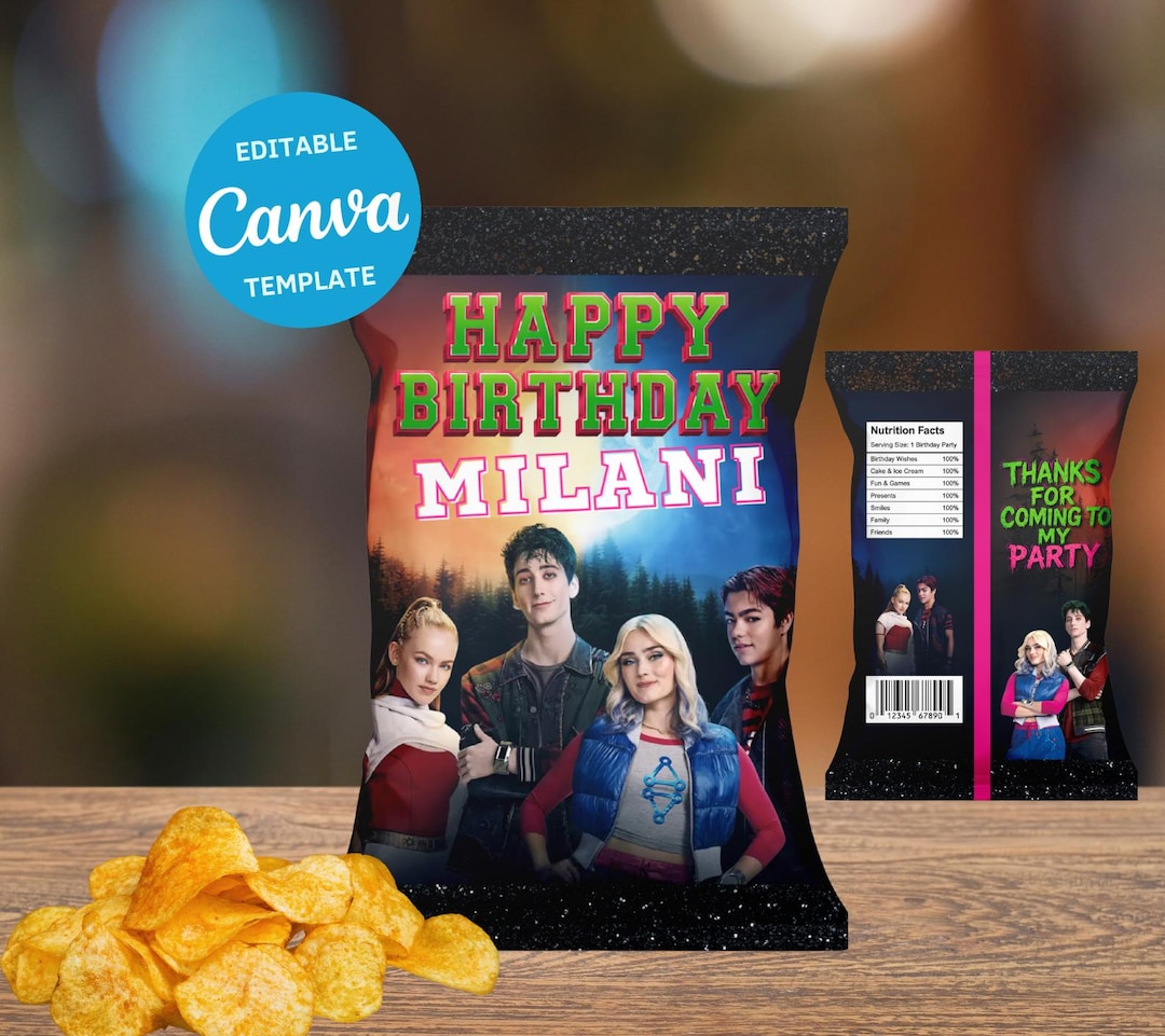Editable Zombies 4 Chip Bag Template | Disney Zombies 4 Party Favor ...