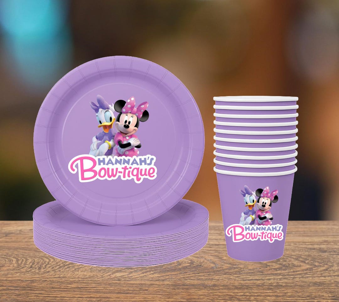 Minnie Mouse Bowtique Tableware | Personalized Plates & Cups - Etsy