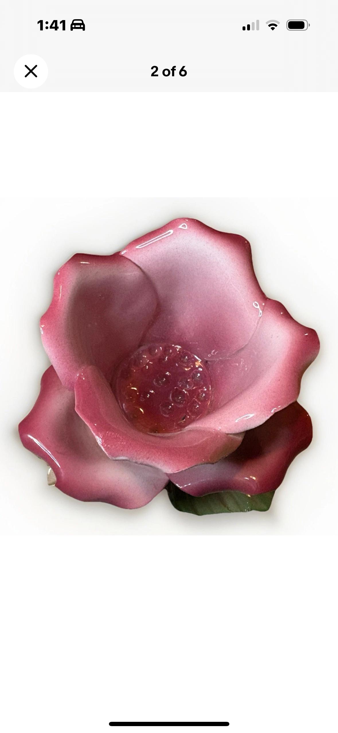 Vintage Italian Capodimonte Style Ceramic Rose Vase | Hand Painted Pink ...