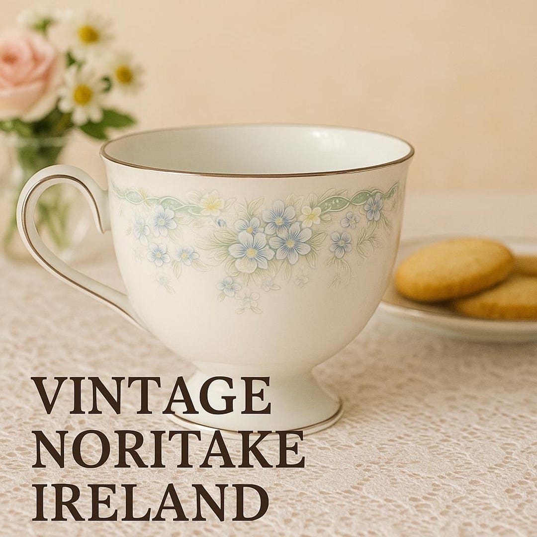 Vintage Noritake Ireland Floral Footed Teacup – Pastel Blue & Yellow ...