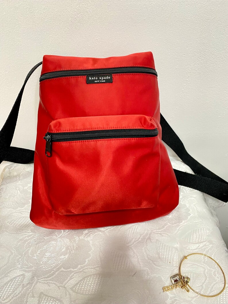 Kate Spade Rare Red Nylon Backpack Bag - Etsy