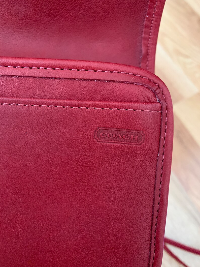 Coach Red Leather Swing Wallet on A String Bag - Etsy