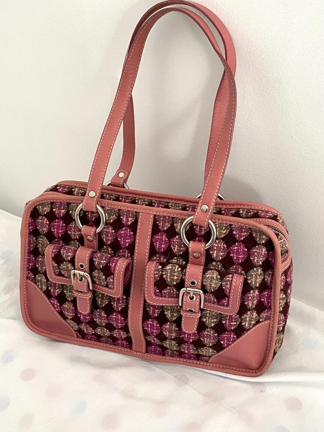 Isabella Fiore Pink Wool Tote Bag Purse - Etsy