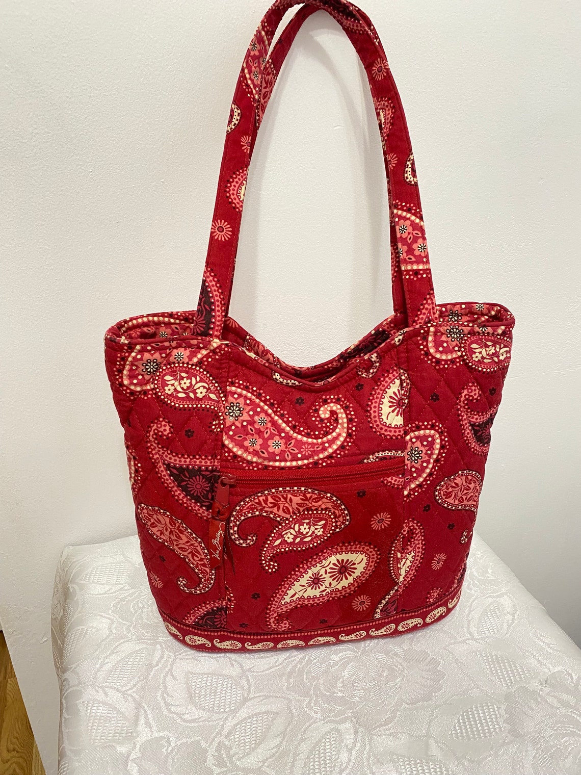 Vera Bradley Red Paisley Bag Purse Tote - Etsy