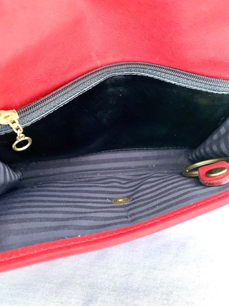 Coach Red Leather Swing Wallet on A String Bag - Etsy