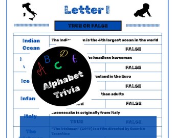 Adult Multiple Choice Alphabet Trivia - Quiz - Letter I - Alphabet ...