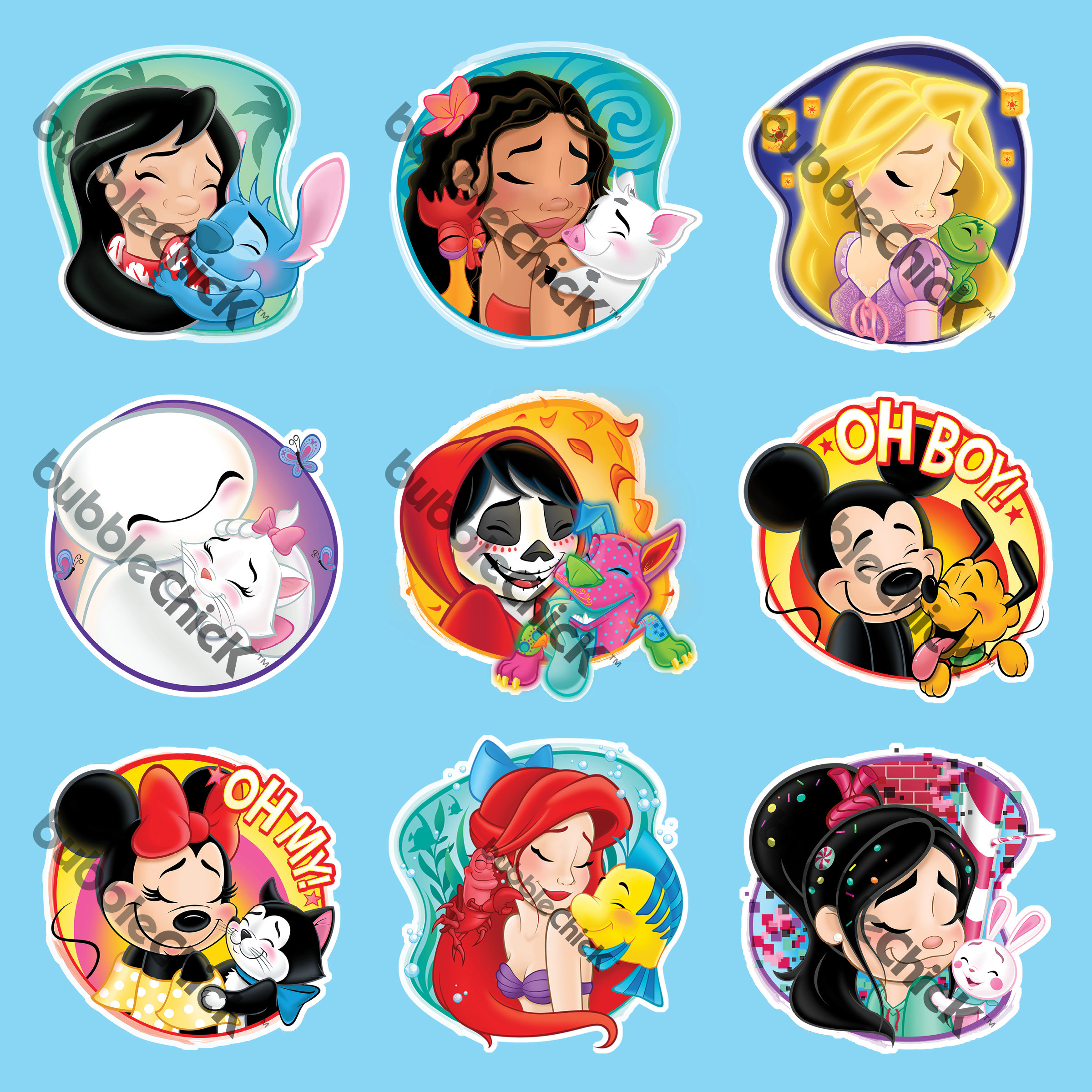 Disney Fanart Stickers Love Stickers Hug Stickers Lilo and Stitch Moana ...
