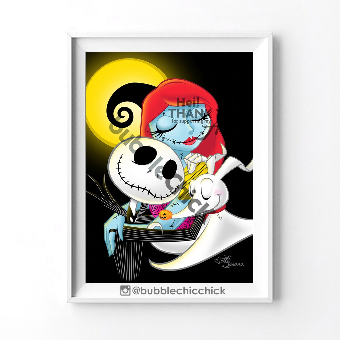 The Nightmare Before Christmas Art Print NBC Print Jack and Sally in ...