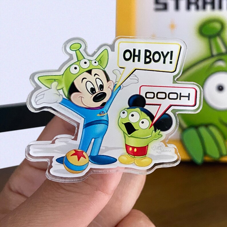 Mickey and Alien Acrylic Pin Little Green Man Pin - Etsy