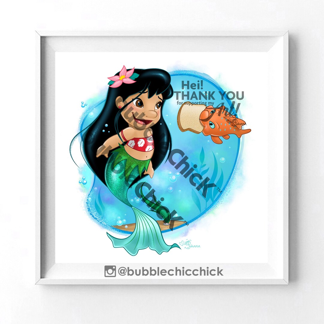10"x10" Lilo and Pudge Prints Lilo Mermaid Print - Etsy