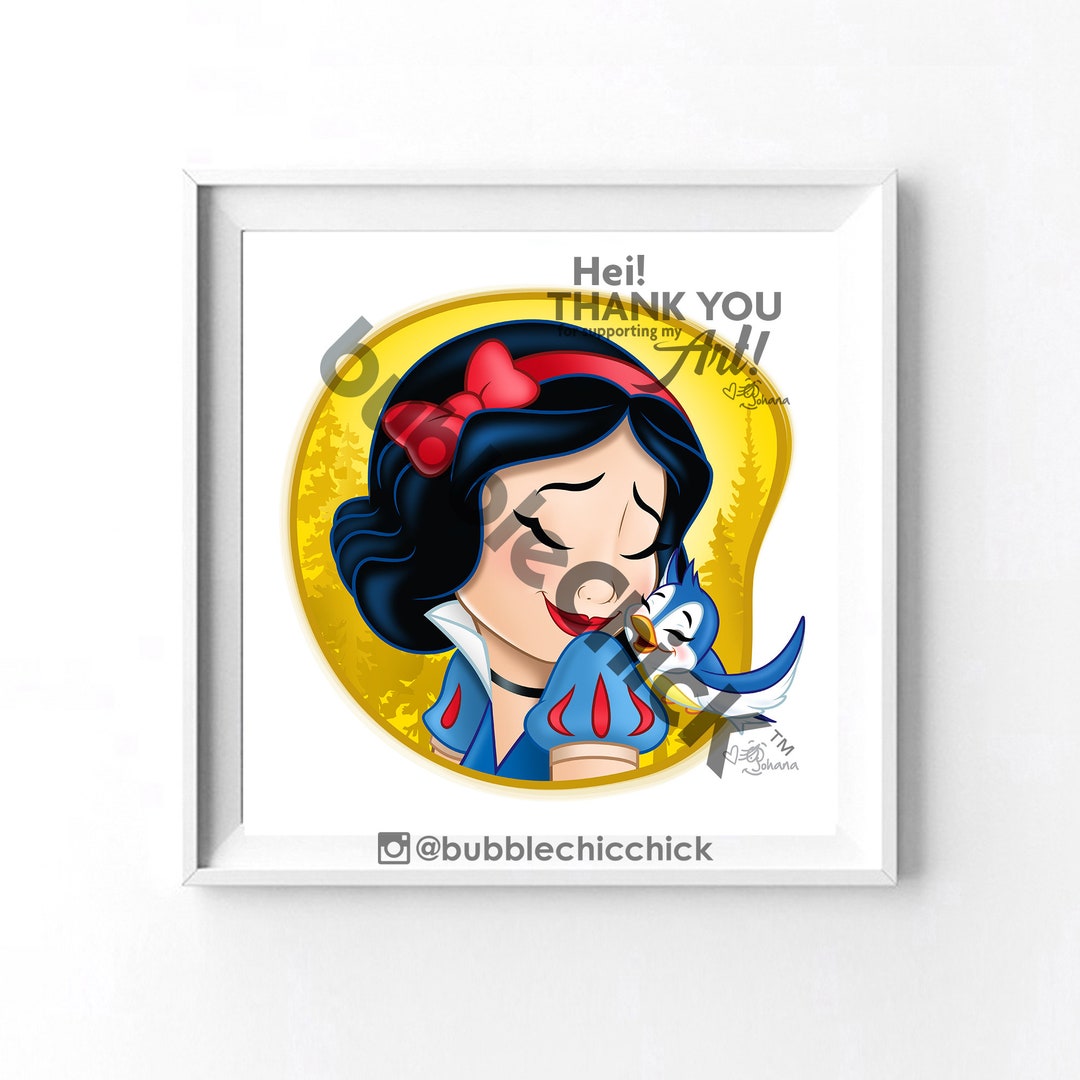 Snow White Print Snow White Hug Art Print - Etsy