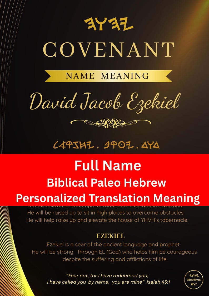 Personalized Paleo Hebrew Name Meaning Print: Biblical Translation Art ...