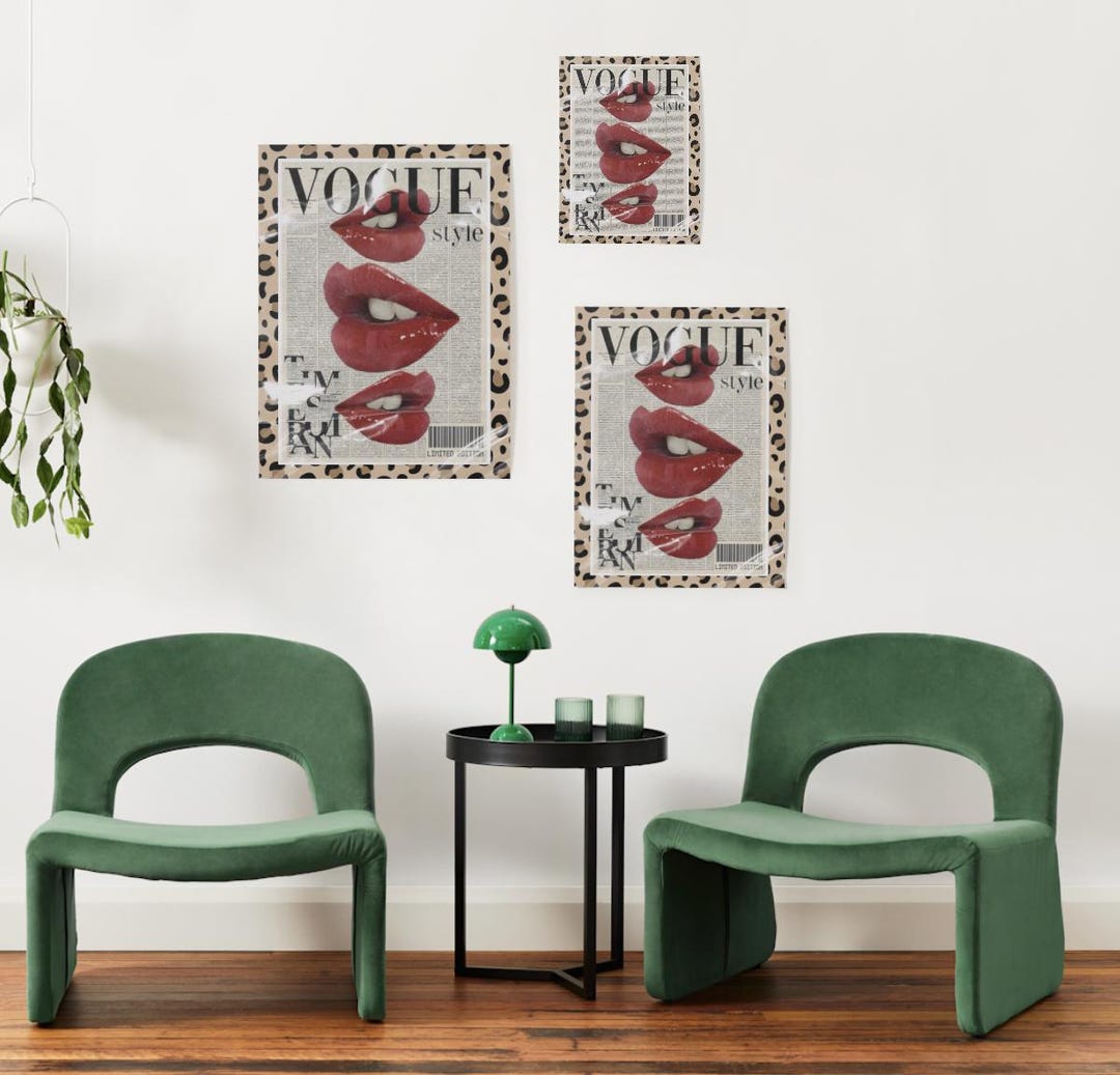 Vogue Magazine Cheetah/leopard Print Lip Wall Art - Etsy