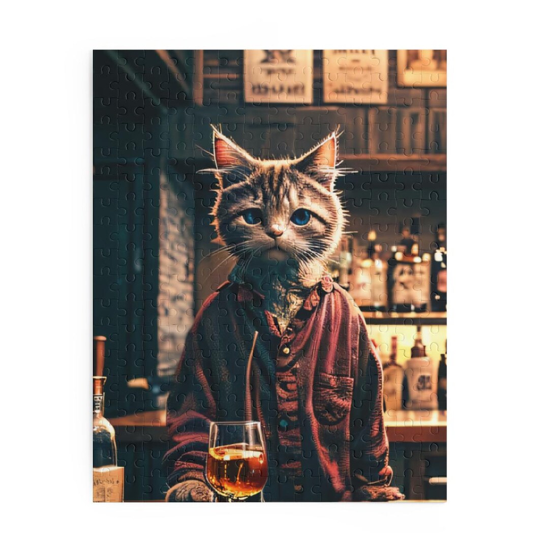 The Coolest Bartender” Puzzle – Dapper Cat in a Whiskey Bar - Etsy