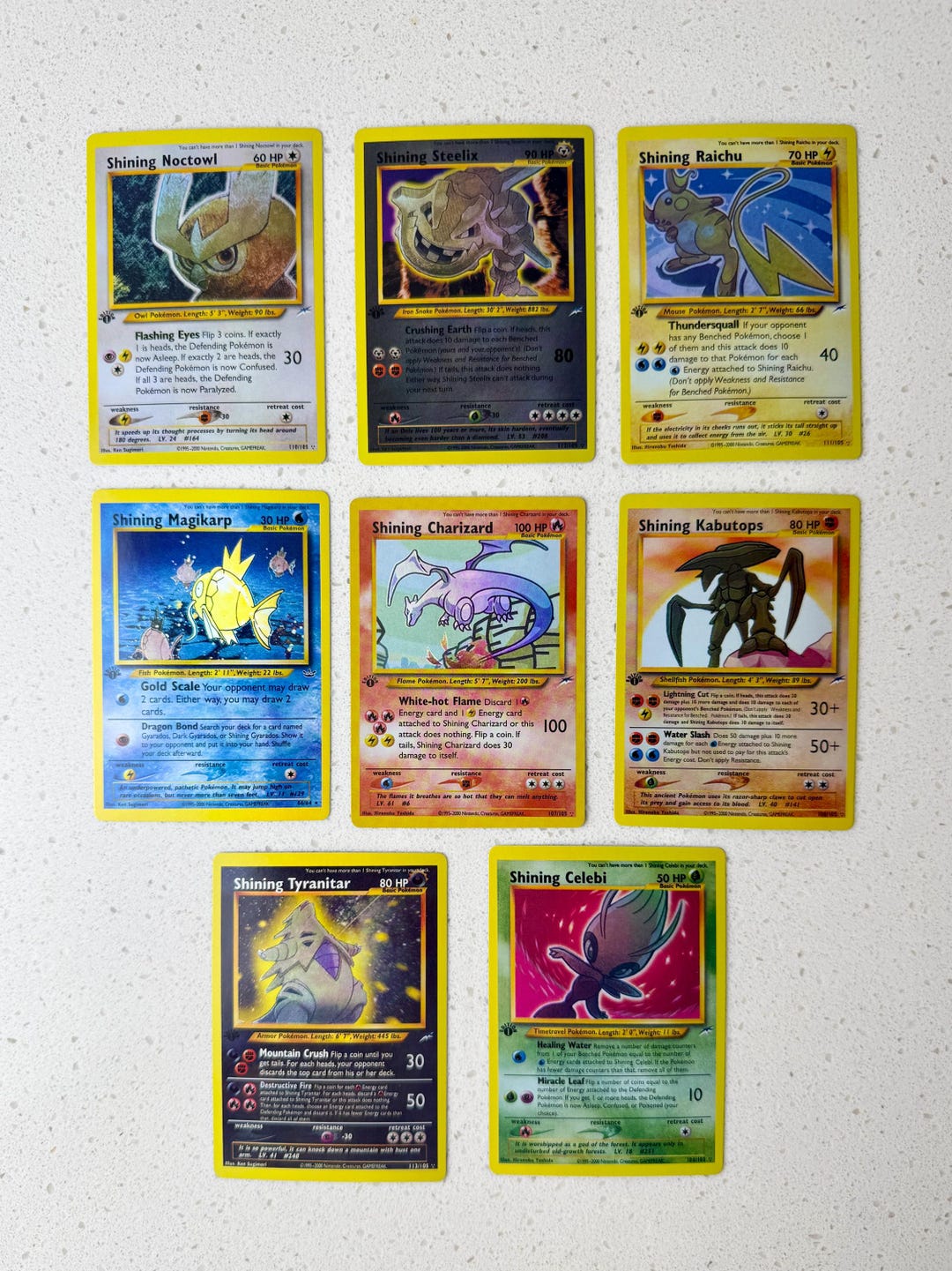 Shining Set of 8 Holographic Pokemon Proxy Replica Cards - Etsy