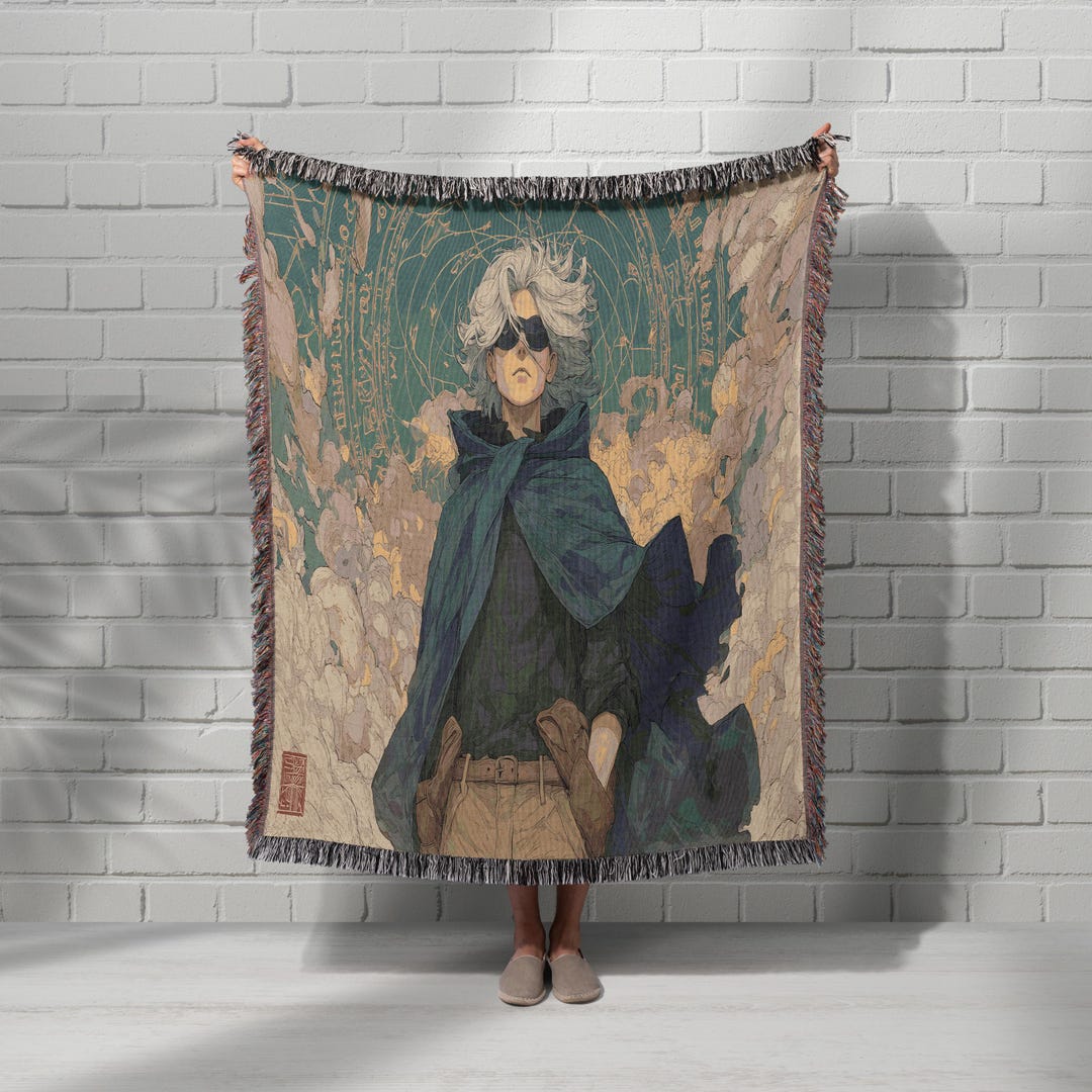 Arcane Storm Mage Woven Blanket: Anime Tapestry Throw, Fantasy Decor - Etsy