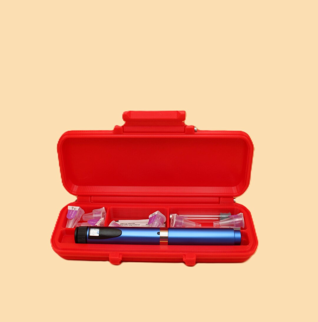 Single (1) Pen Injection Travel Kit Case (rugged 1 Latch Closure) (red ...