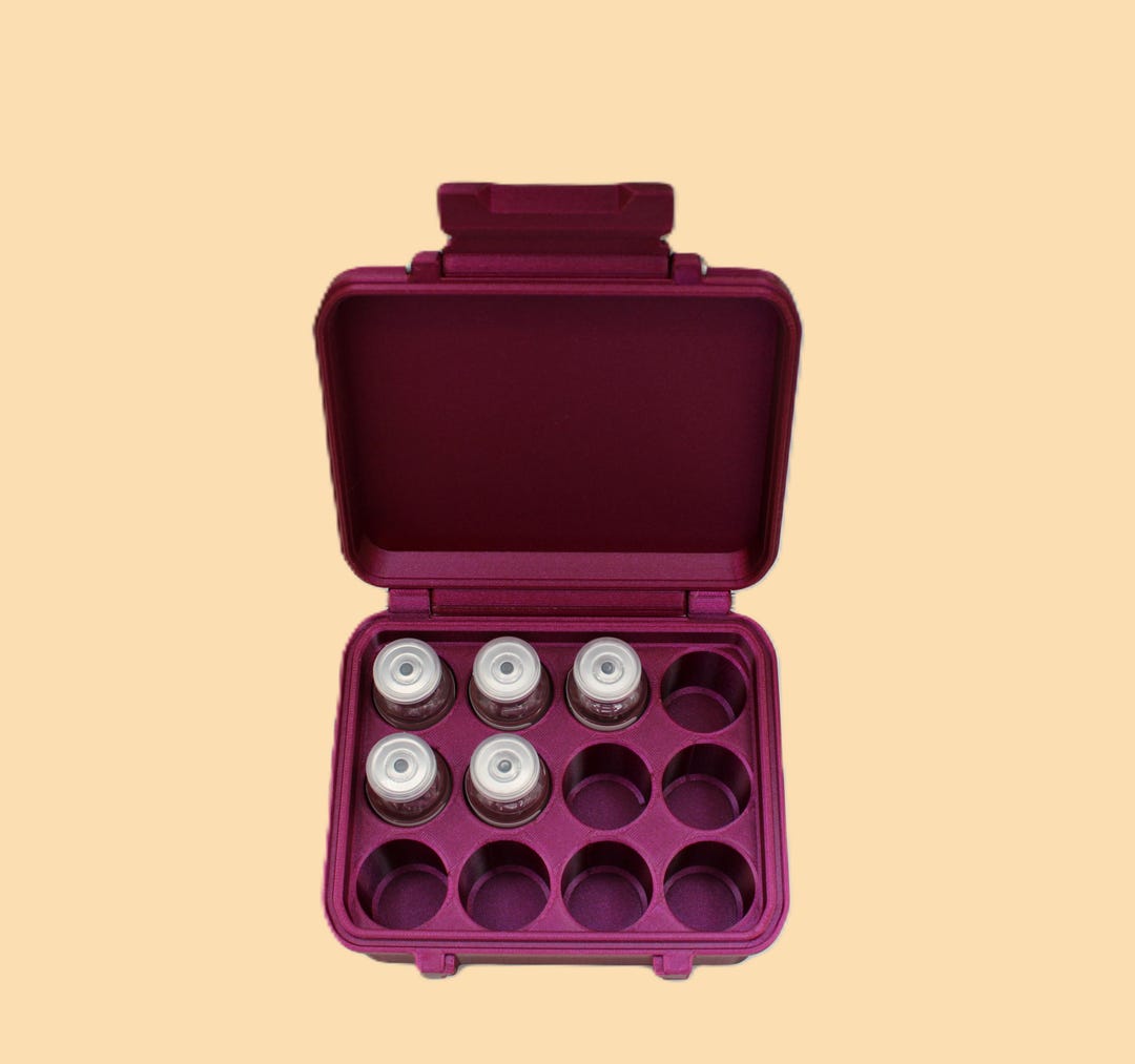 20ml 12 Vial Storage Case (snap Latch Closure) (spice Red Sparkle W ...