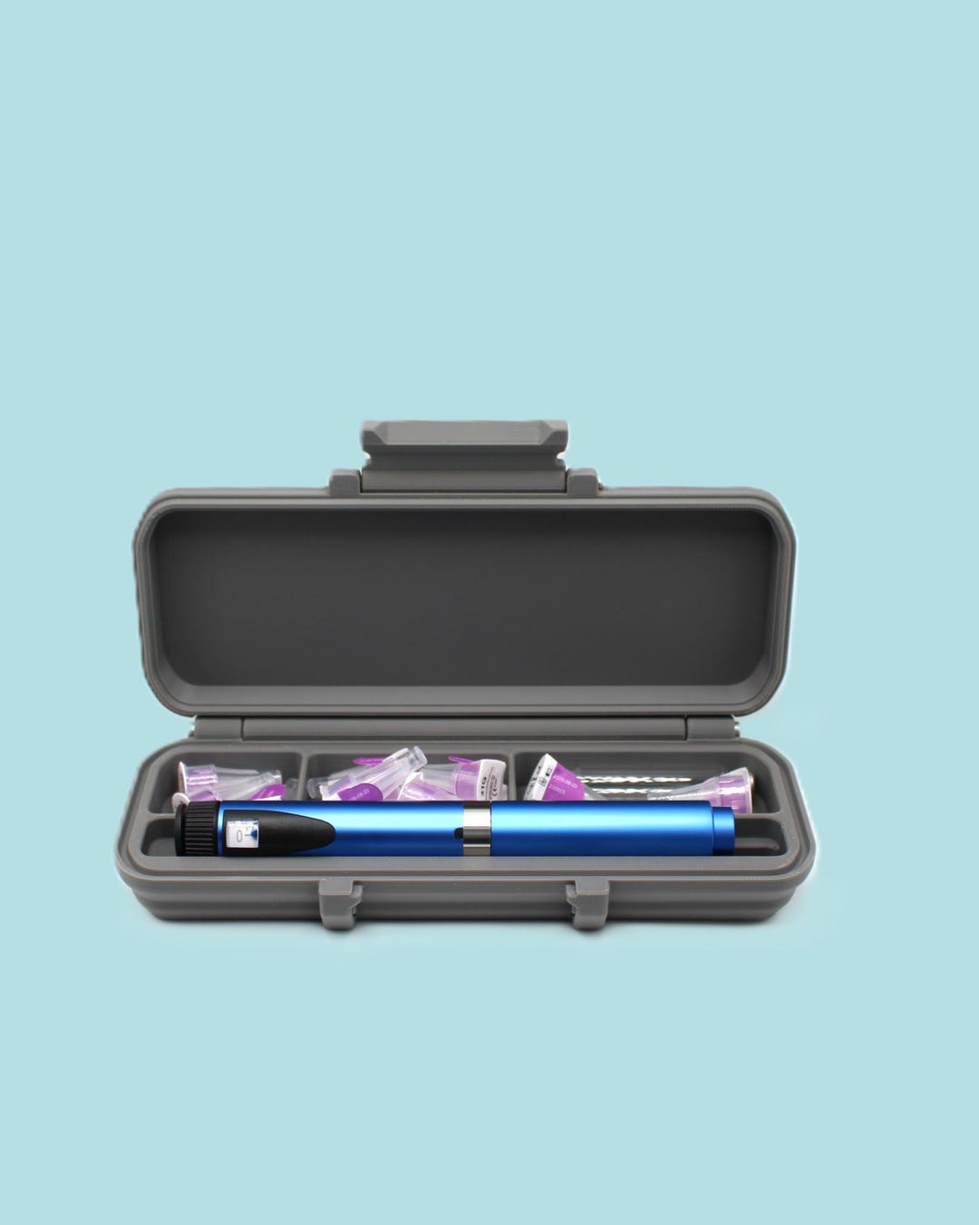 Single (1) Pen Injection Travel Kit Case (rugged 1 Latch Closure) (gray ...