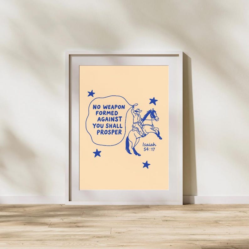 No Weapon Formed Shall Prosper Wall Art | Isaiah 54:17 Cowboy Christian ...