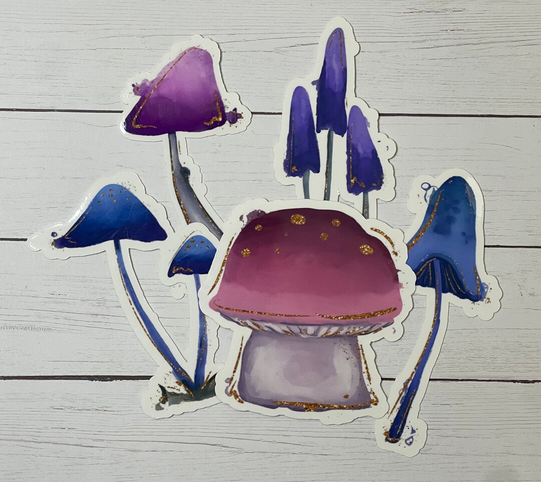 MUSHROOM STICKER PACK 5 Pastel Water Resistant 3-4 Inch - Etsy