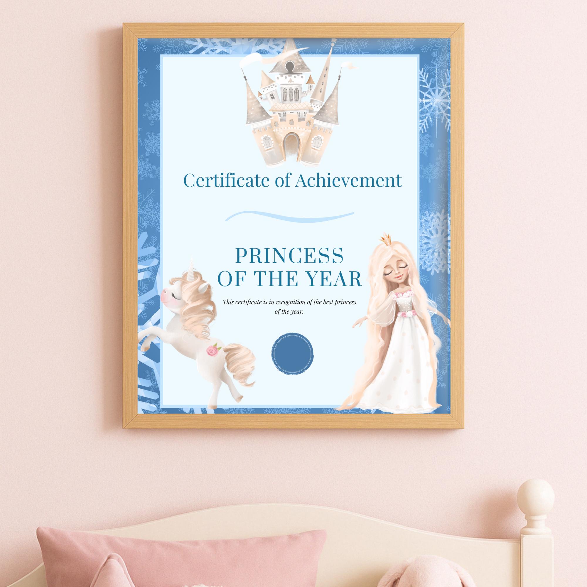 Princess of the Year Certificate | Elsa Princess Award | Printable A4 ...