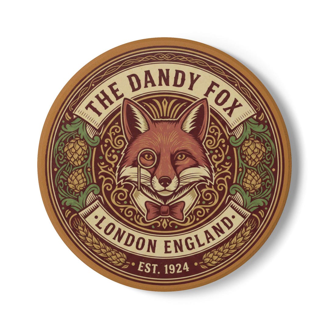 Vintage Fox Crest Ceramic Coaster | London Pub Decor - Etsy