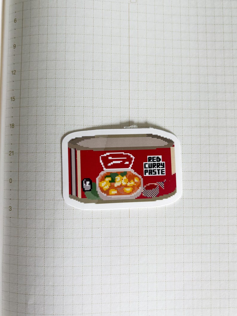 Pixel Red Curry Paste Sticker | Vinyl Sticker, Matte, Laptop Stickers ...