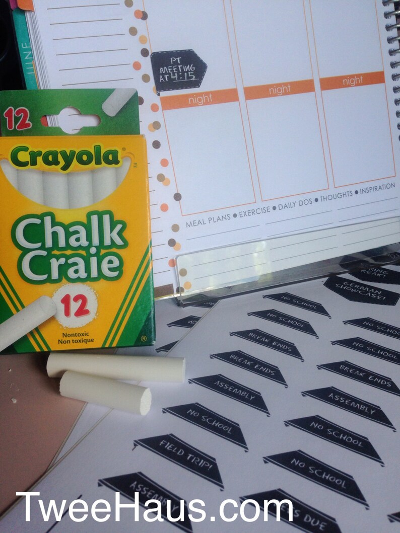 EDITABLE Printable Chalkboard Back to School Planner Flags - Etsy