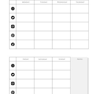 Social Media Planner Printable PDF | Content Calendar, Hashtag Tracker ...