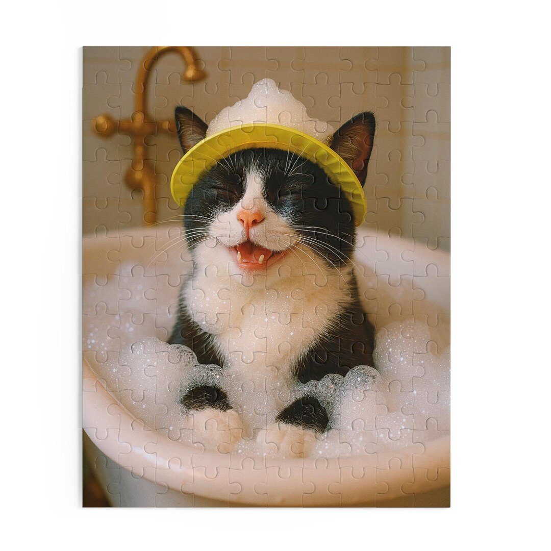 Adorable Cat Bathing Puzzle, Fun Family Activity, Gift for Cat Lovers ...