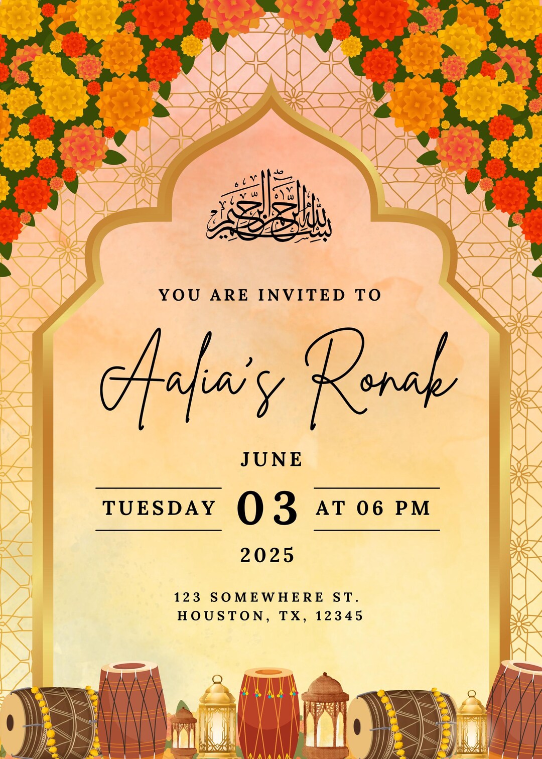 Mehndi/ronak/mayoun Invitation Digital - Etsy