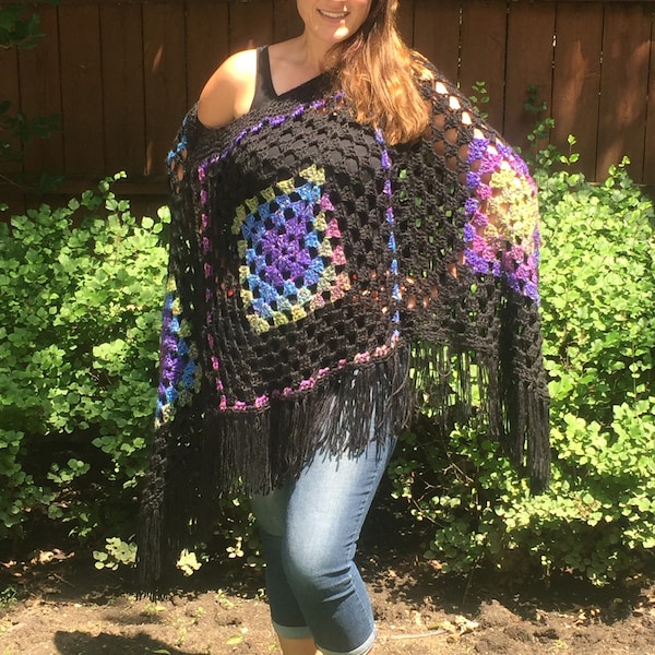 Granny Square Poncho - Etsy