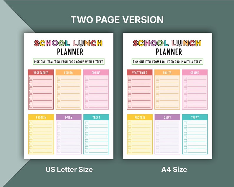 Kids Lunch Planner Template | Weekly Printable Meal Planner for Kids ...