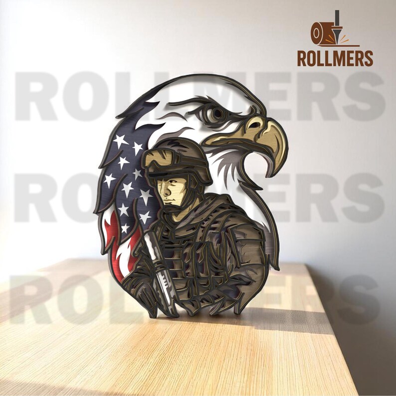 American Eagle and Soldier Laser Cut File - Patriotic CNC SVG DXF Design - Etsy