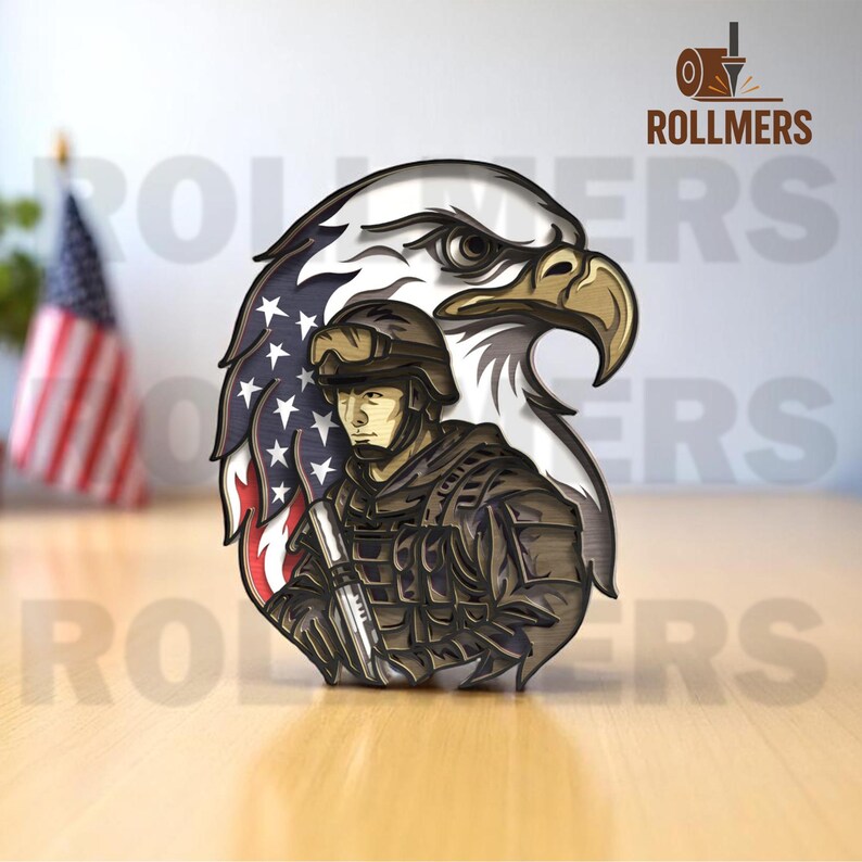 American Eagle and Soldier Laser Cut File - Patriotic CNC SVG DXF Design - Etsy