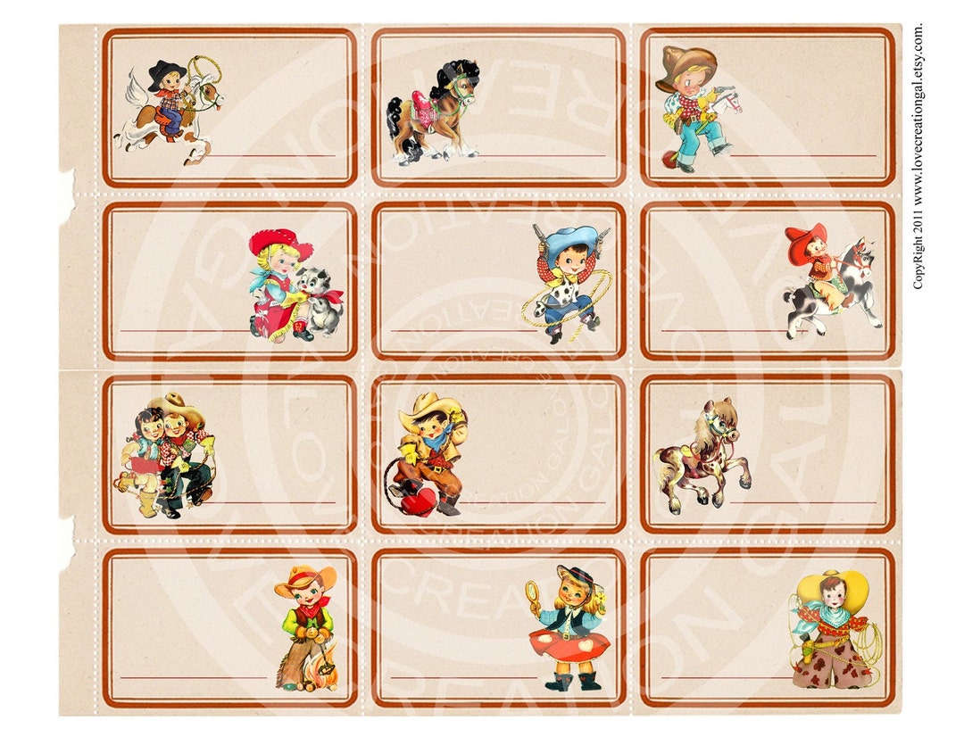 Vintage Cowboy Cowgirl West Wild Birthday Easter Tea Party Children ...