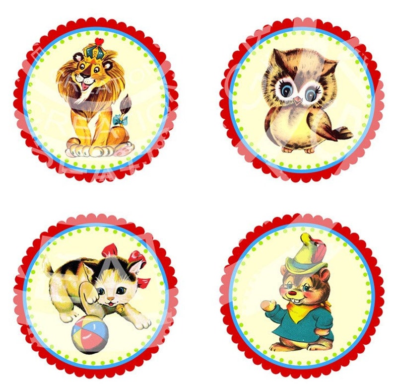 Vintage Retro Animals Kitty Cat Tea Party Bunny Eggs Chick Owl - Etsy